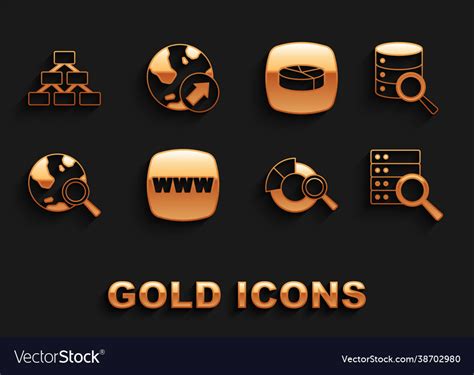 Set Website Template Server Search Data Analysis Vector Image