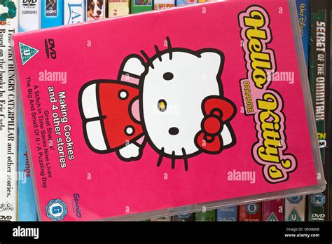 Pile Of Dvds With Hello Kitty Hello Kittys Paradise Dvd On Top Stock