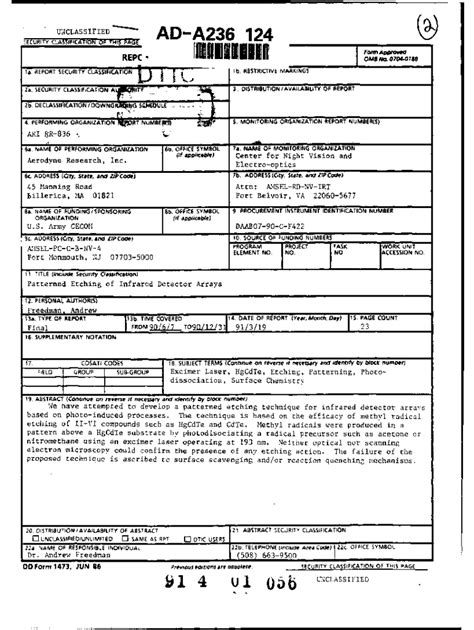 Fillable Online Patterned Etching Of Infrared Detector Arrays We Have Attempted To Develop A