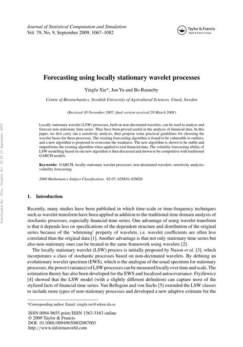Pdf Forecasting Using Locally Stationary Wavelet Processes
