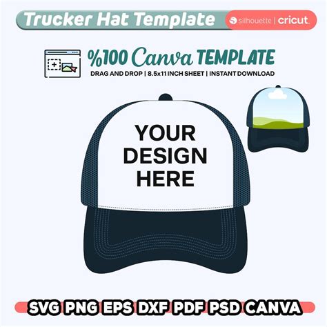 Trucker Hat Template Esvg Trucker Hat Editable Canva Template Truck