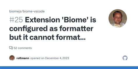 extension biome is configured as formatter but it cannot format