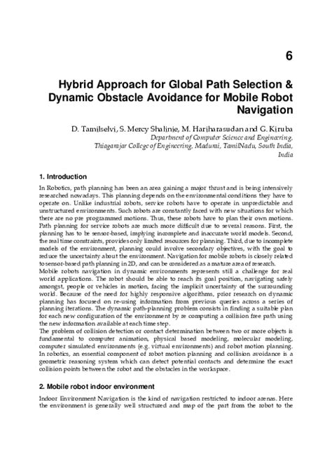 Pdf Hybrid Approach For Global Path Selection And Dynamic Obstacle