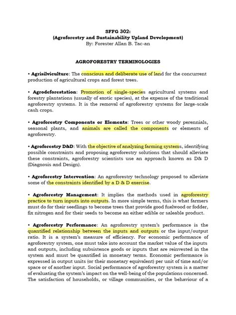 Agroforestry Terminologies Pdf Crop Rotation Trees