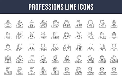 Premium Vector Professions Line Icons
