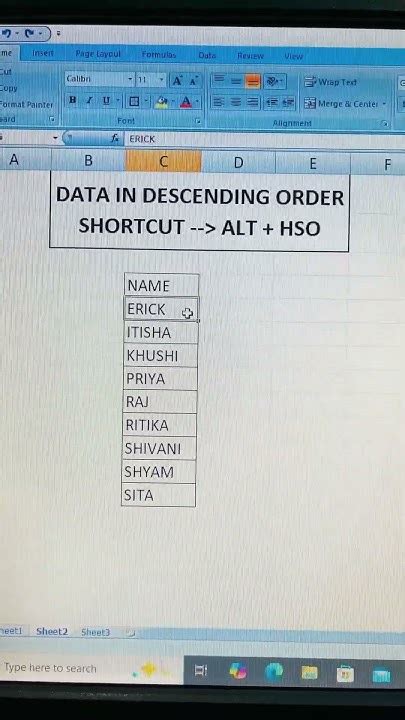 Shortcut Trick To Arrange Data In Descending Order Sorting Excel