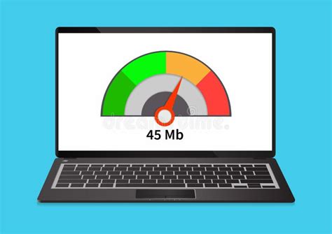 Front View Of Laptop With Internet Speed Test On A Screen Stock Vector Illustration Of Flat