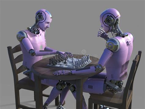 Robot Playing Chess Illustration Stock Illustration Illustration Of