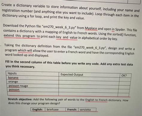 Solved Create A Dictionary Variable To Store Information