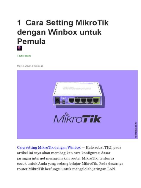 Cara Setting Mikrotik Dengan Winbox Untuk Pemula Pdf