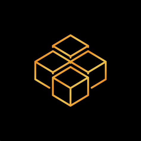 Block Chain Vector Concept Golden Line Icon Cryptocurrency Colored