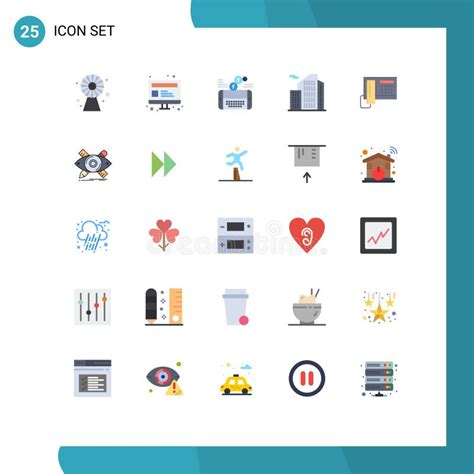 Flat Color Pack Of 25 Universal Symbols Of Telephoe Real Mobile