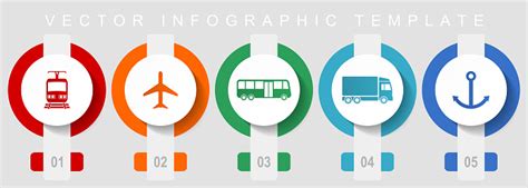 운송 평면 디자인 아이콘 세트 기차 비행기 버스 트럭 및 앵커와 같은 기타 아이콘 벡터 인포그래픽 템플릿 웹 버튼 모음 로고에 대한 스톡 벡터 아트 및 기타 이미지 Istock