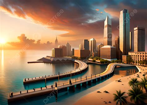 현대 미래 도시 건물 배경 벽지 도시 건물 해변 배경 일러스트 및 사진 무료 다운로드 Pngtree