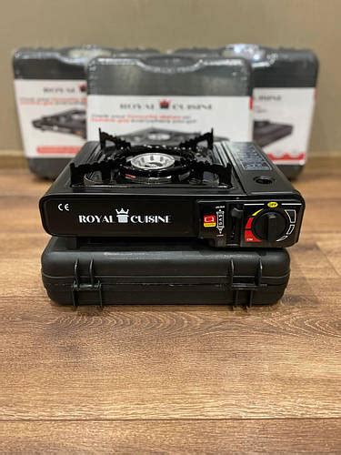 Купити Портативна газова плита з перехідником під газовий балон чорна Туристична плитка ціна