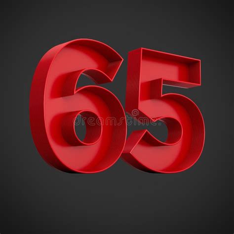 3d Render Of Red Block Digits Of The Number 65 On A Black Background