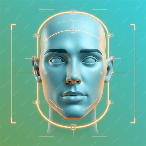 3d Face Recognition Set Biometric Id Facial Scanning And Cyber Security