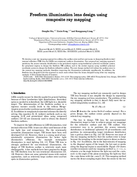 Pdf Freeform Illumination Lens Design Using Composite Ray Mapping