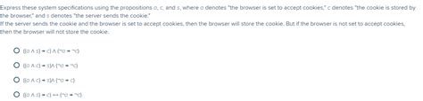 Solved Express These System Specifications Using The Chegg