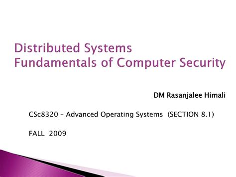 Ppt Distributed Systems Fundamentals Of Computer Security Powerpoint
