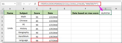 how to vlookup and return date format instead of number in excel