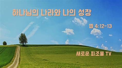 [새로운 피조물 Tv] 하나님의 나라와 나의 성장 Youtube