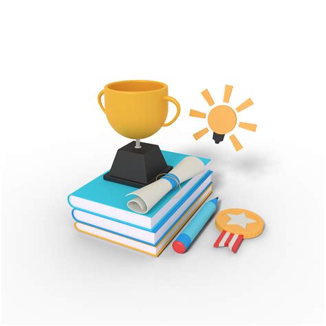 3d Illustration Of Book Education Trophy 15095934 Png