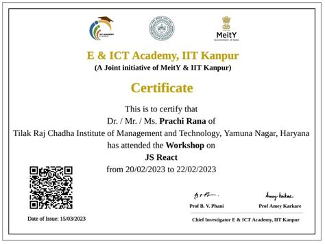 I Am Glad To Share That I Have Completed A Workshop On Js React Which Prachi Rana