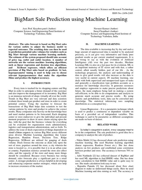 Bigmart Sale Prediction Using Machine Learning Pdf Machine Learning