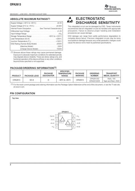 OPA2613ID High Speed Operational Amplifiers Dual Wideband Hi Output Current at Rs 185 आपरशनल