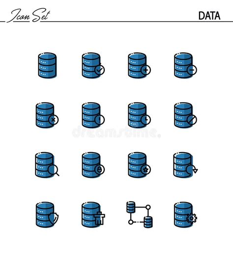 Data Flat Icon Set Stock Vector Illustration Of Hard 85699718