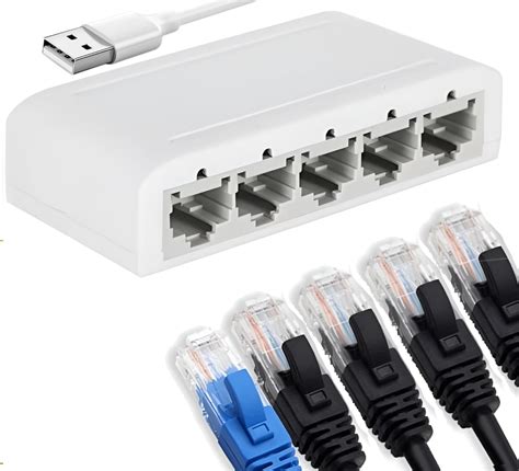Ethernet Splitter Internet Splitter Network Switch Cat6 Rj45 100mbps Usb Powered 5 Port