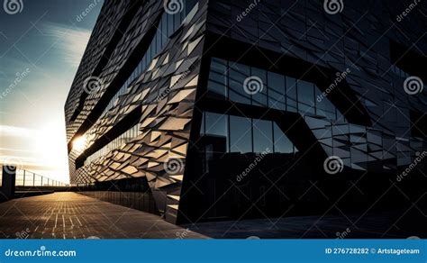 the play of light and shadow on the angular forms of building creates