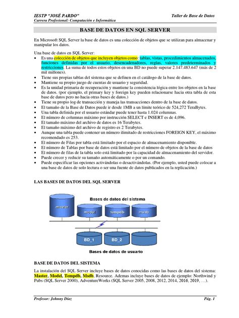 1 creacion base de datos sql server pdf servidor sql de