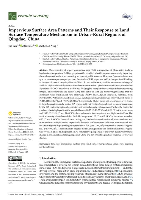 Pdf Impervious Surface Area Patterns And Their Response To Land