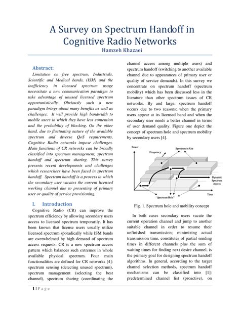 Pdf A Survey On Spectrum Handoff In Cognitive Radio Networks