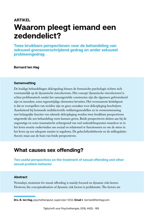 Pdf Waarom Pleegt Iemand Een Zedendelict What Causes Sex Offending