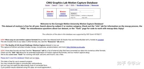 CMU MOCAP动作捕捉数据集使用指南 知乎