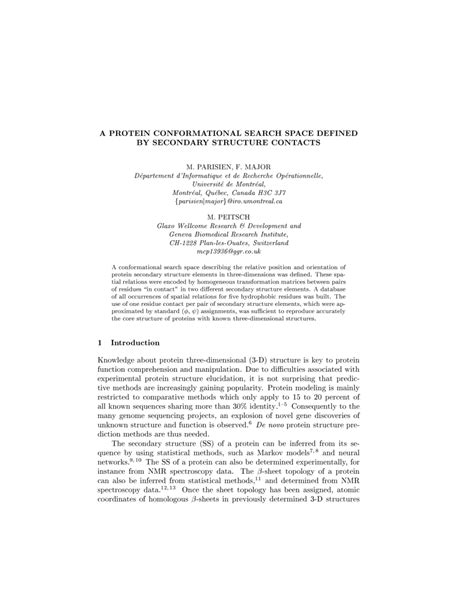 Pdf A Protein Conformational Search Space Defined By Secondary Structure Contacts