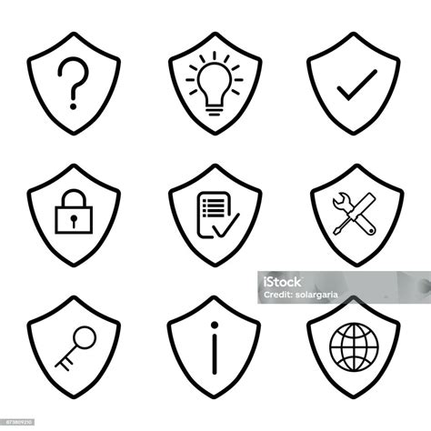 Shield Protection Security Icon Setvector Iconic Design Stock Illustration Download Image Now