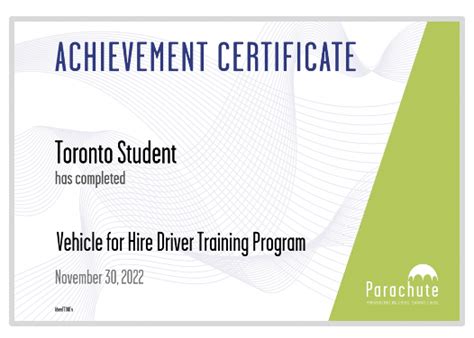 Vehicle For Hire Driver Training Uber Ptc License Certificate Parachute