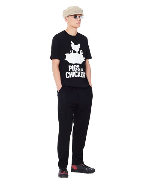 Junya Watanabe Black Cotton Pigs And Chickens T Shirt Garmentory