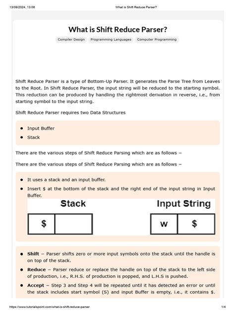 What Is Shift Reduce Parser Pdf Parsing Syntax