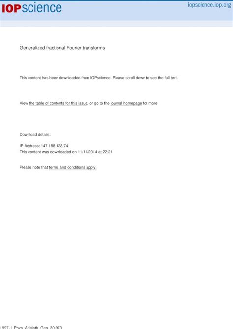 Pdf Generalized Fractional Fourier Transforms Dokumen Tips