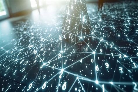 Ai Brain Evolving From Geometric Shapes Surrounded By Data Streams And Digital Particles Stock