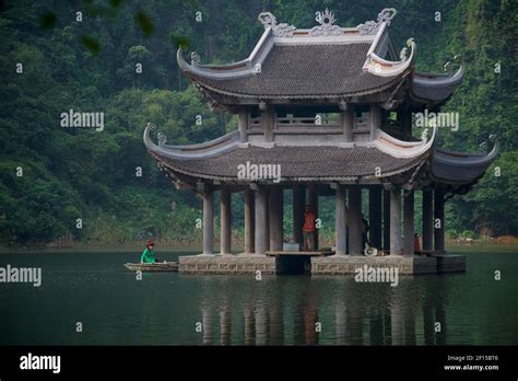 Floating Temple In A Lake At The Trang An Scenic Landscape Complex