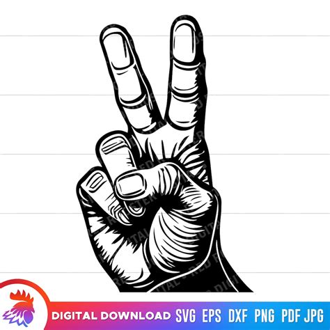 Peace Sign Fingers Svg Peace Symbol Hand Gesture Peace Sign Cut