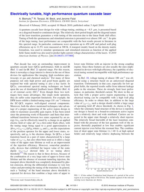 Pdf Electrically Tunable High Performance Quantum Cascade Laser