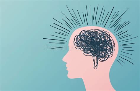 Illustration Of Human Head Silhouette With Brain Depicted As Tangled