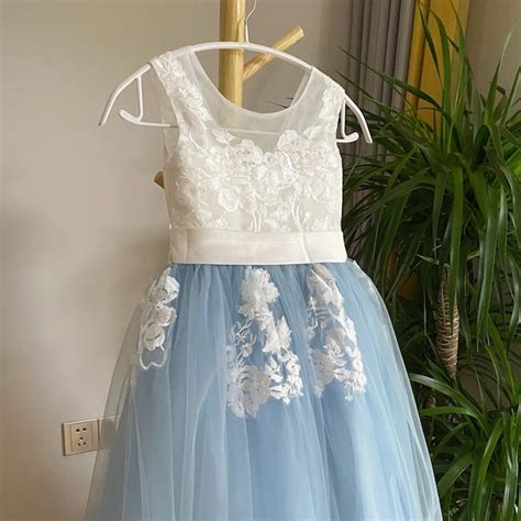 Dusty Blue Flower Girl Dress Etsy